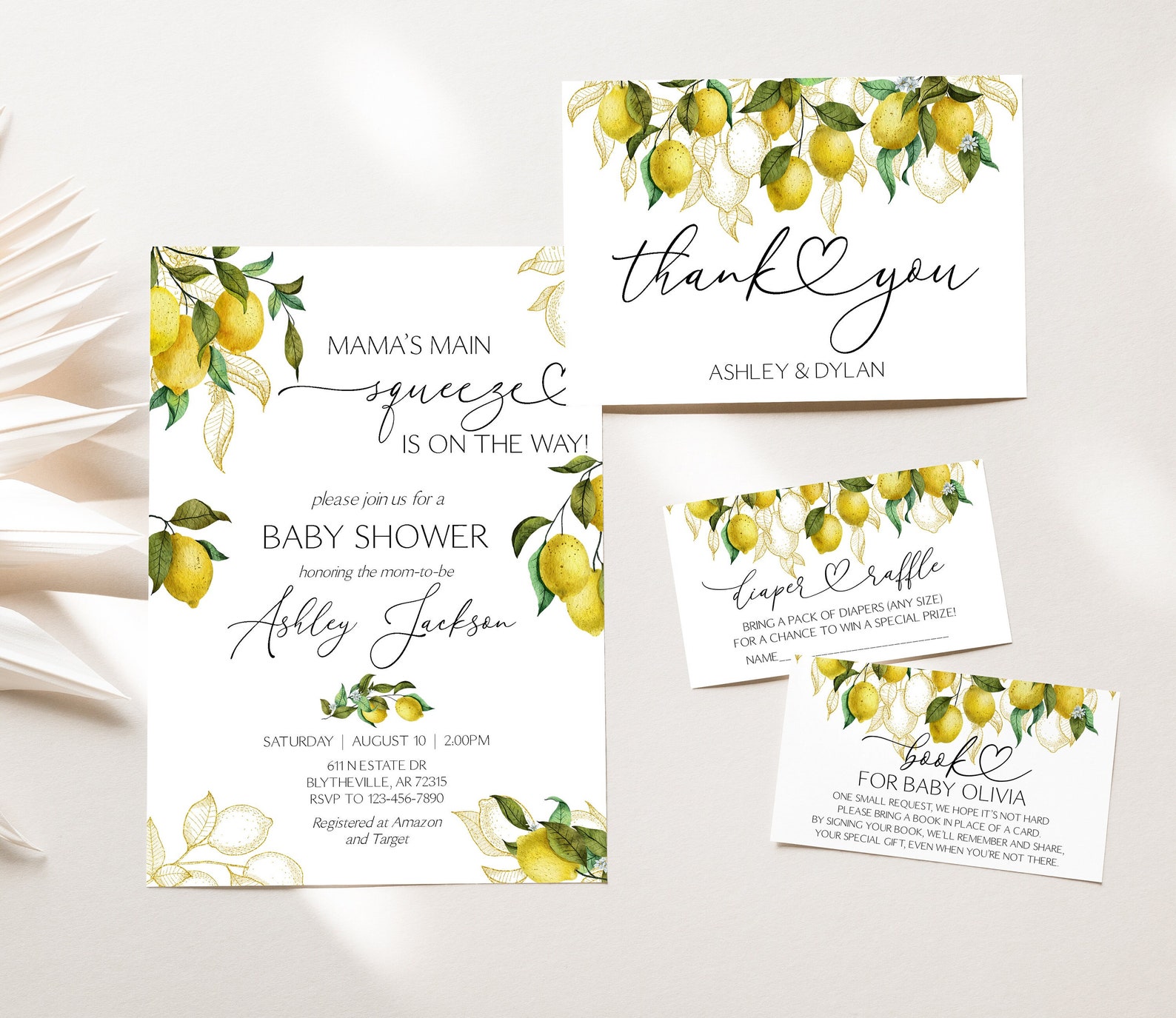 Editable Lemon Baby Shower Invitation Set Citrus Baby Shower - Etsy