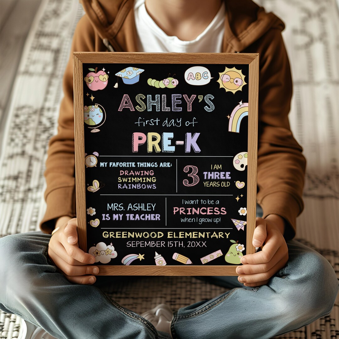 Editable First Day of Pre-k Sign First Day of Preschool Board First Day ...