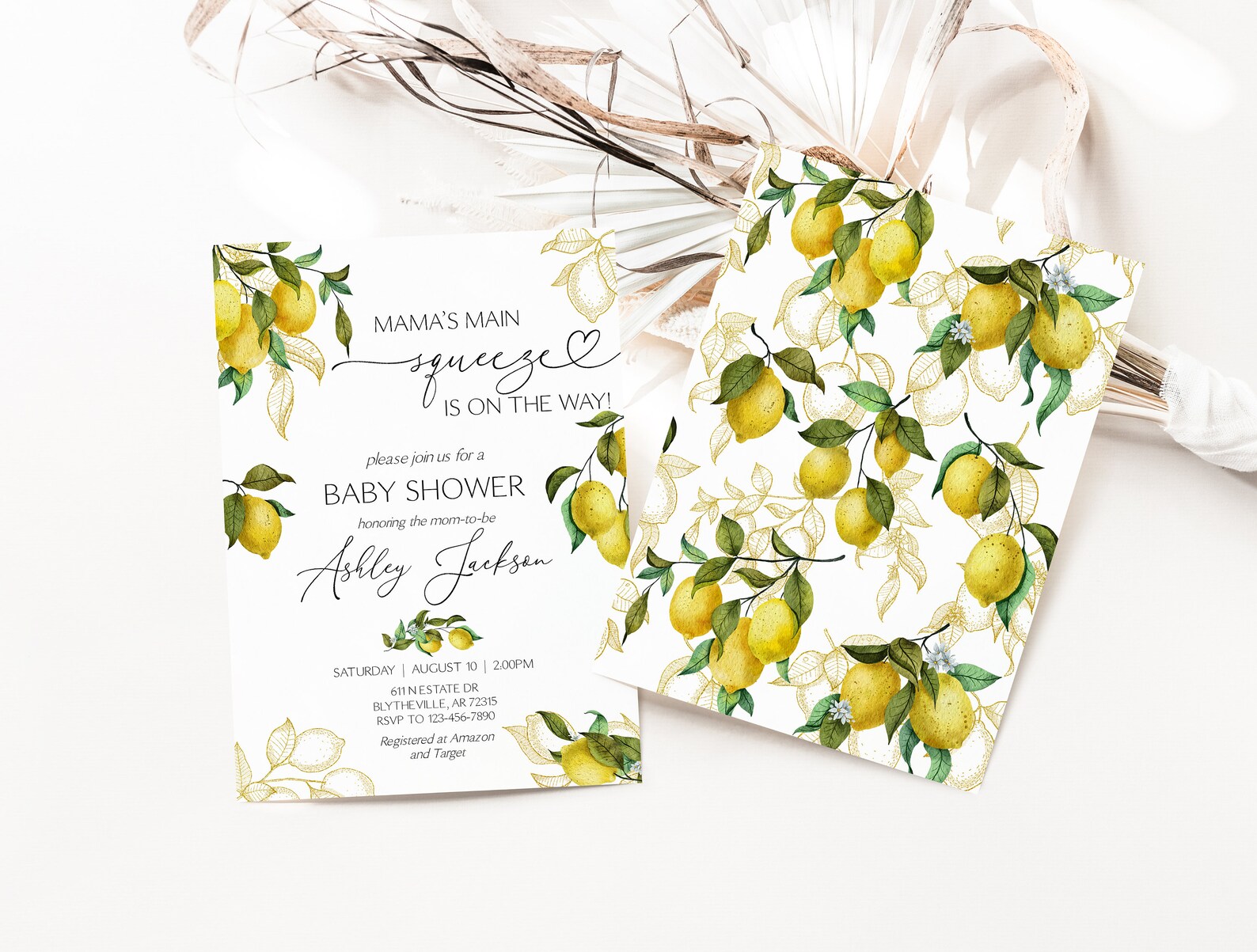 Editable Lemon Baby Shower Invitation Set Citrus Baby Shower - Etsy