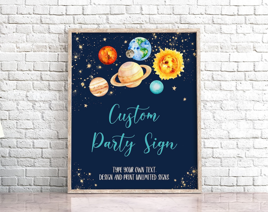 EDITABLE Space Birthday Custom Sign Solar System Table Sign Custom ...