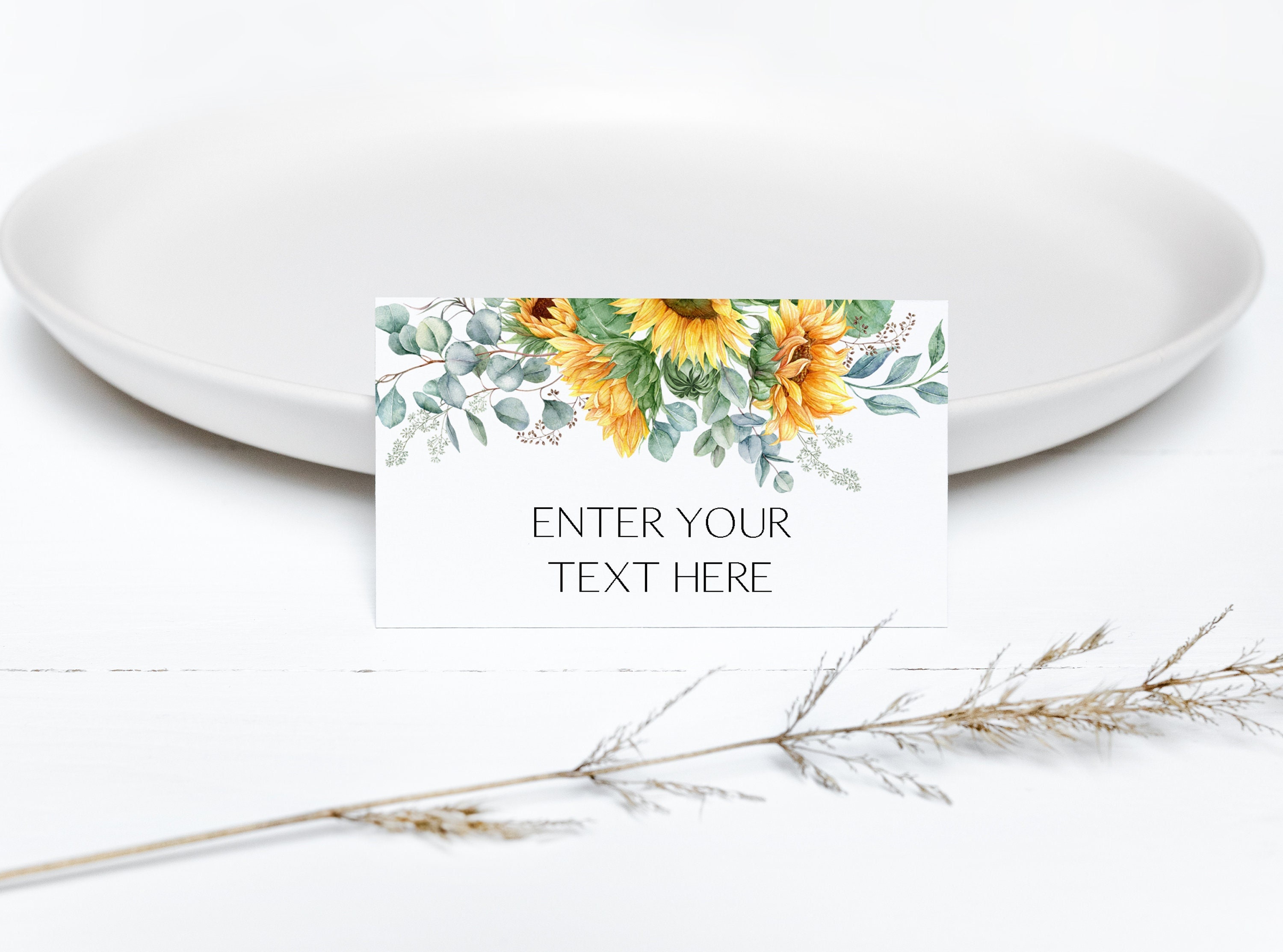 EDITABLE Sunflower Tent Card Rustic Sunflower Food Tags Sunflower ...