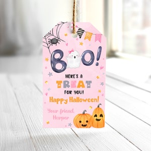 EDITABLE Halloween Treat Tag Boo Halloween Tags Halloween Pumpkin Party ...