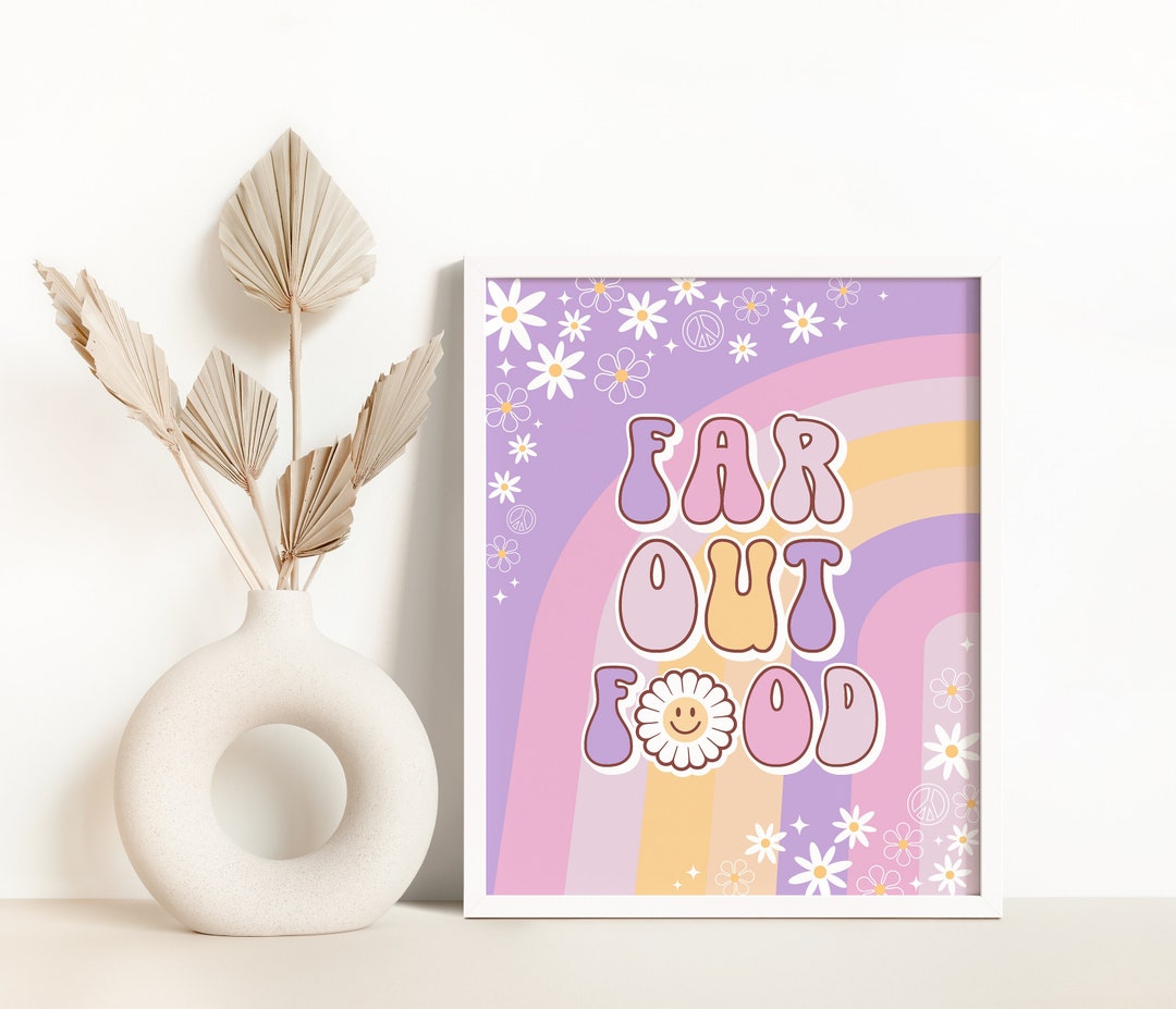 Groovy Far Out Food Sign 70's Birthday Party Table Decor One Two Groovy ...