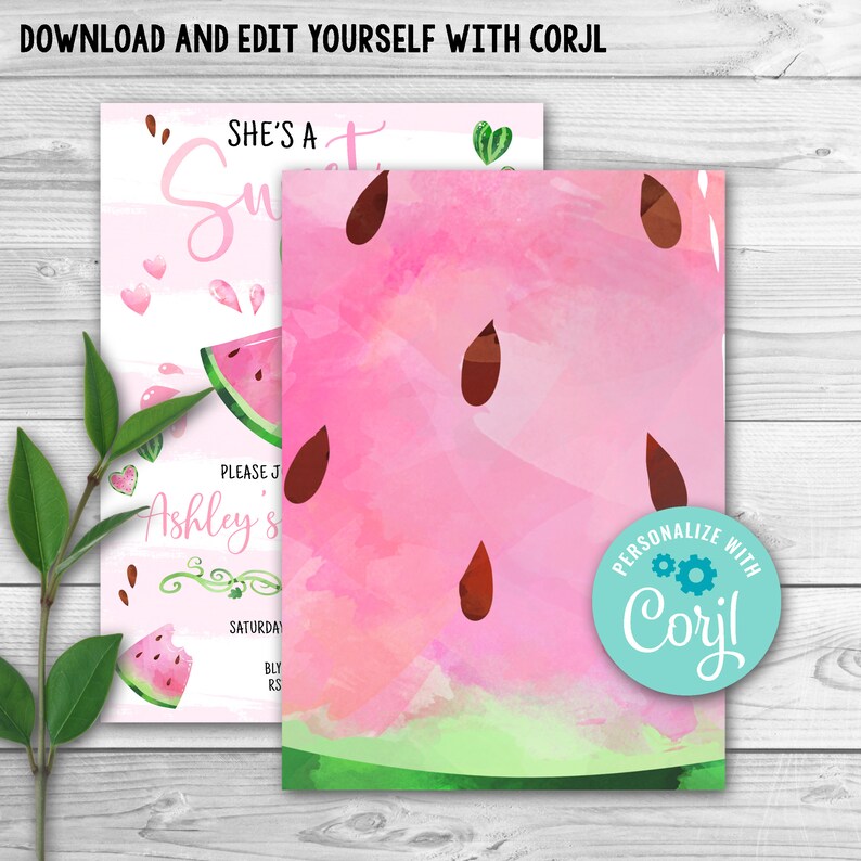 Editable Watermelon Invitation Watermelon Sweet One Birthday | Etsy