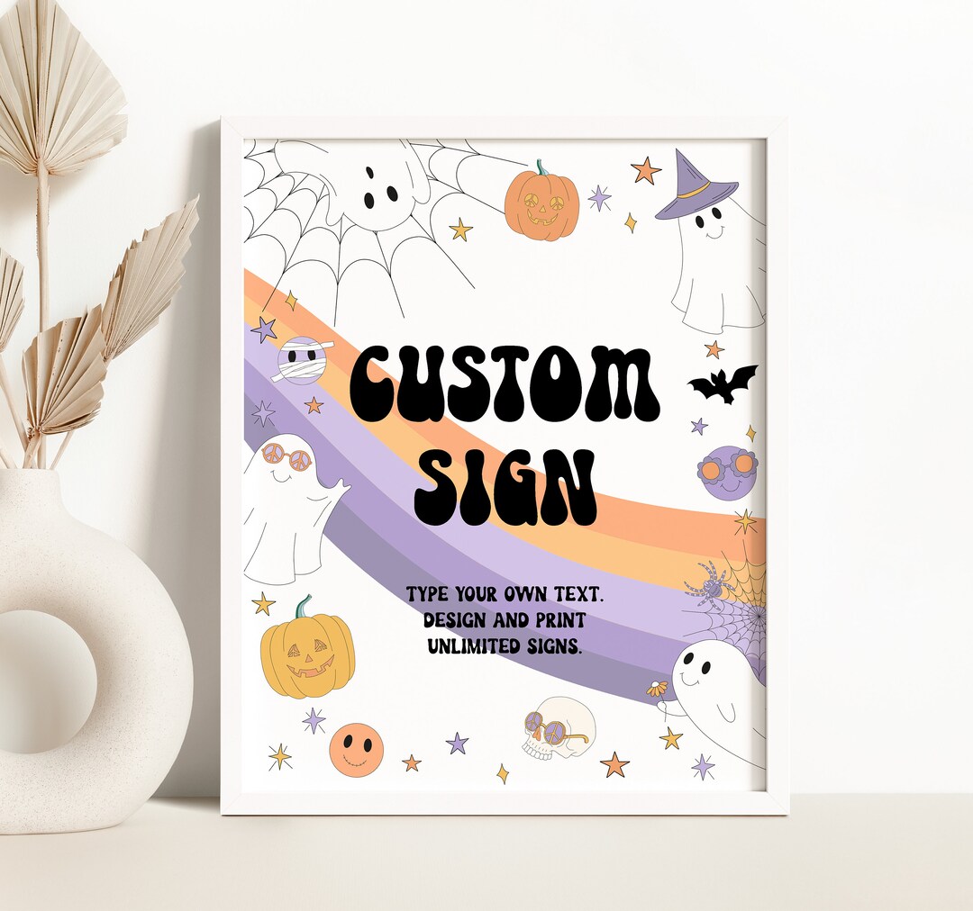 EDITABLE Spooktacular Halloween Birthday Table Sign Purple Halloween ...