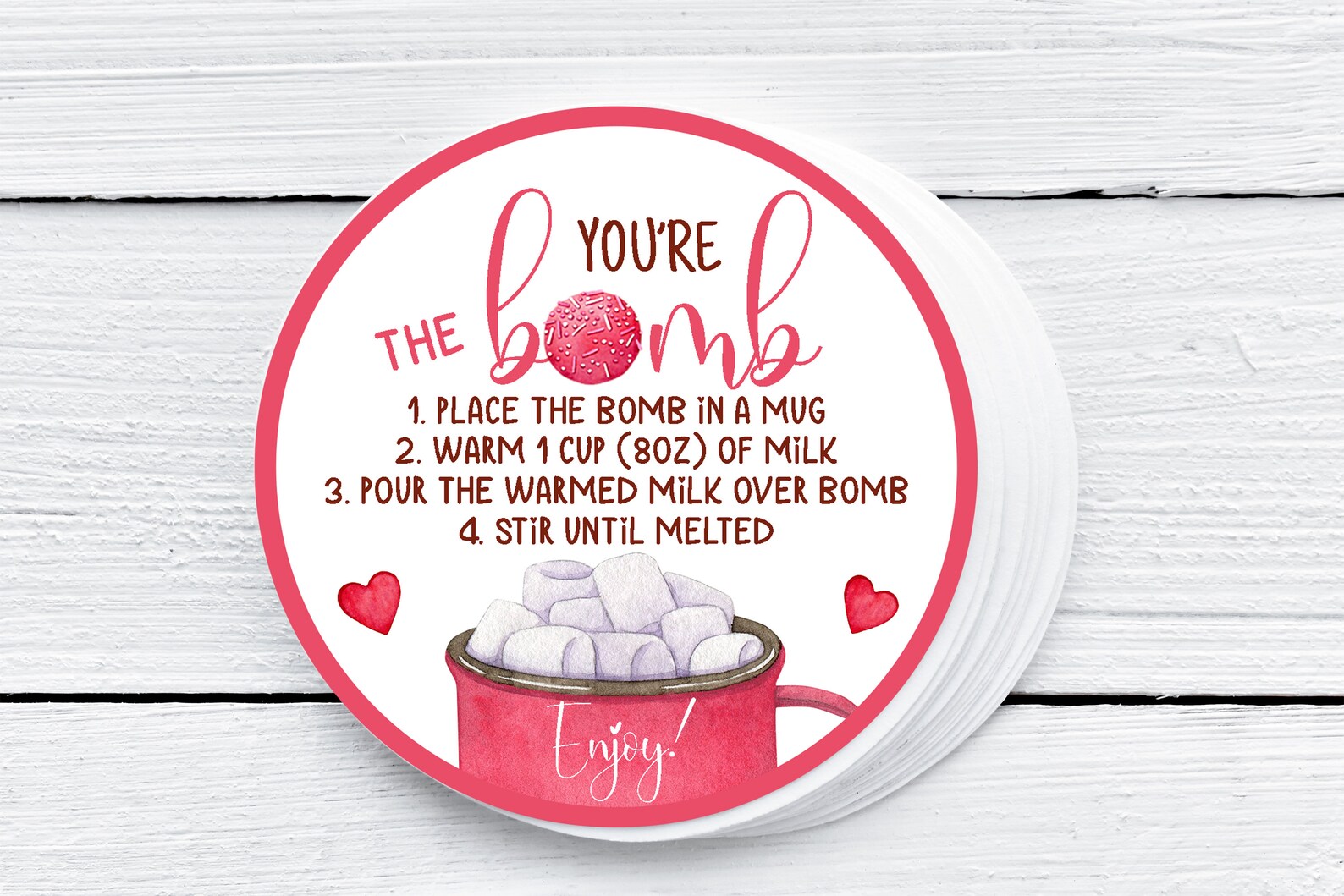 Valentine Hot Cocoa Bomb Tags, Hot Chocolate Bomb Instruction Tag ...