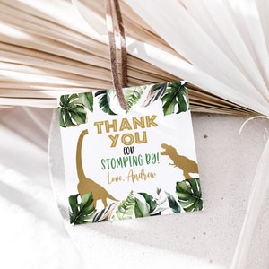 EDITABLE Dinosaur Favor Tag Printable Dinosaur Birthday Thank You Tags ...