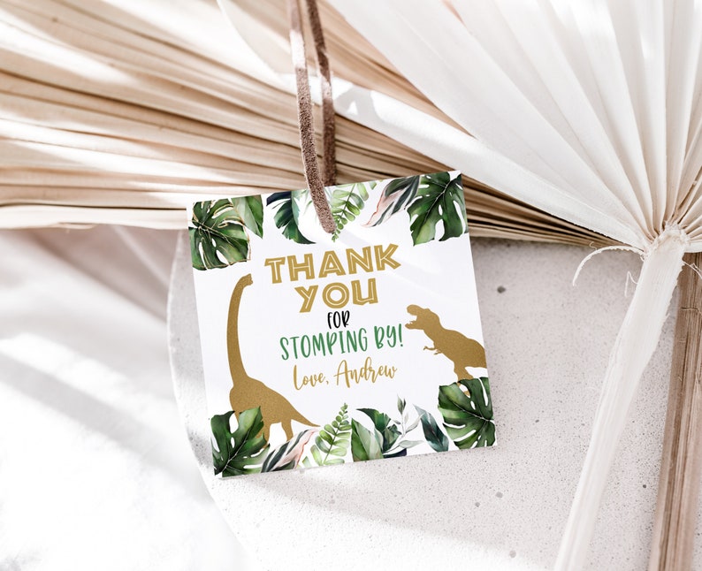 EDITABLE Dinosaur Favor Tag Printable Dinosaur Birthday Thank - Etsy