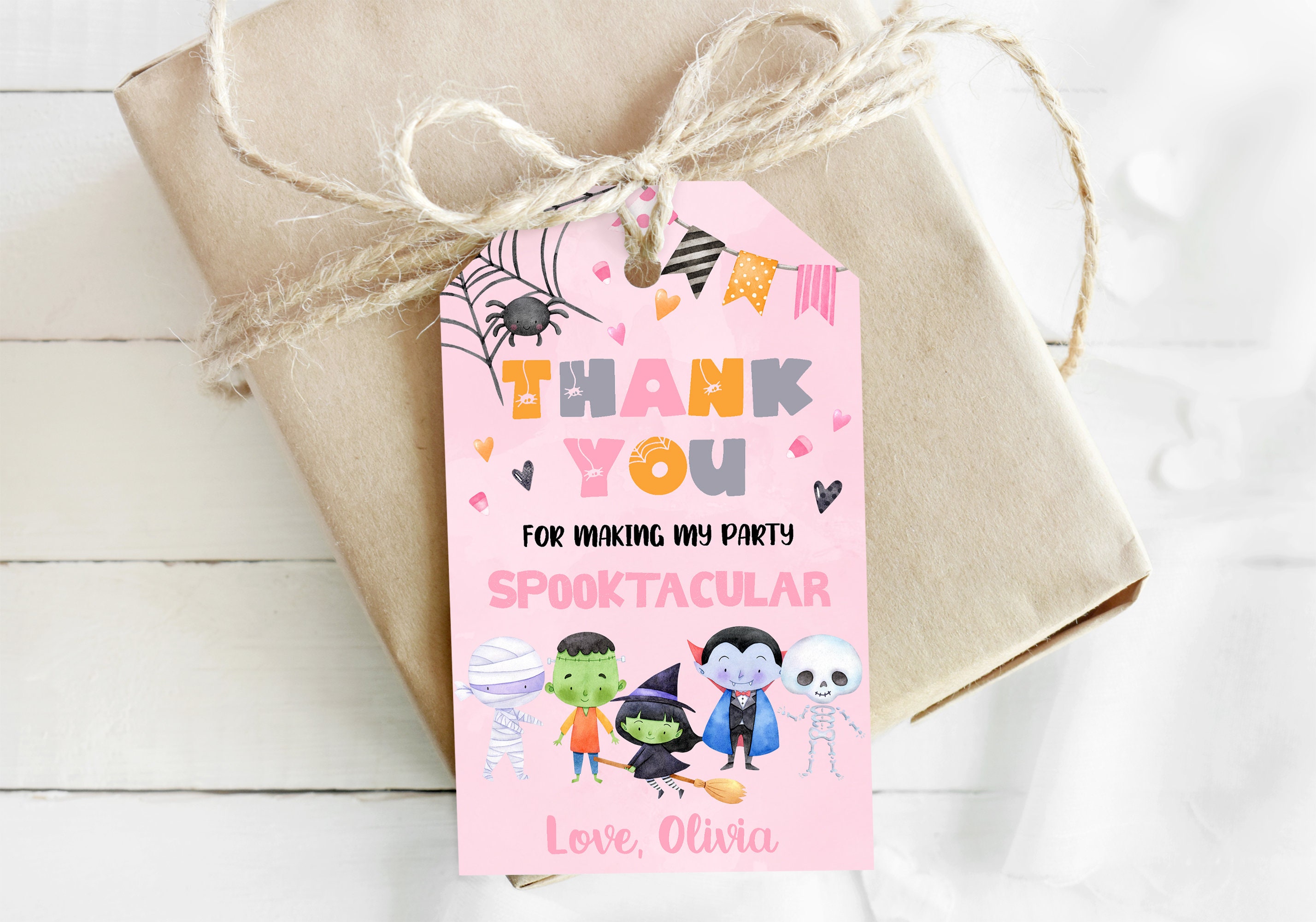 EDITABLE Halloween Birthday Thank You Tag Halloween Treat Tags - Etsy