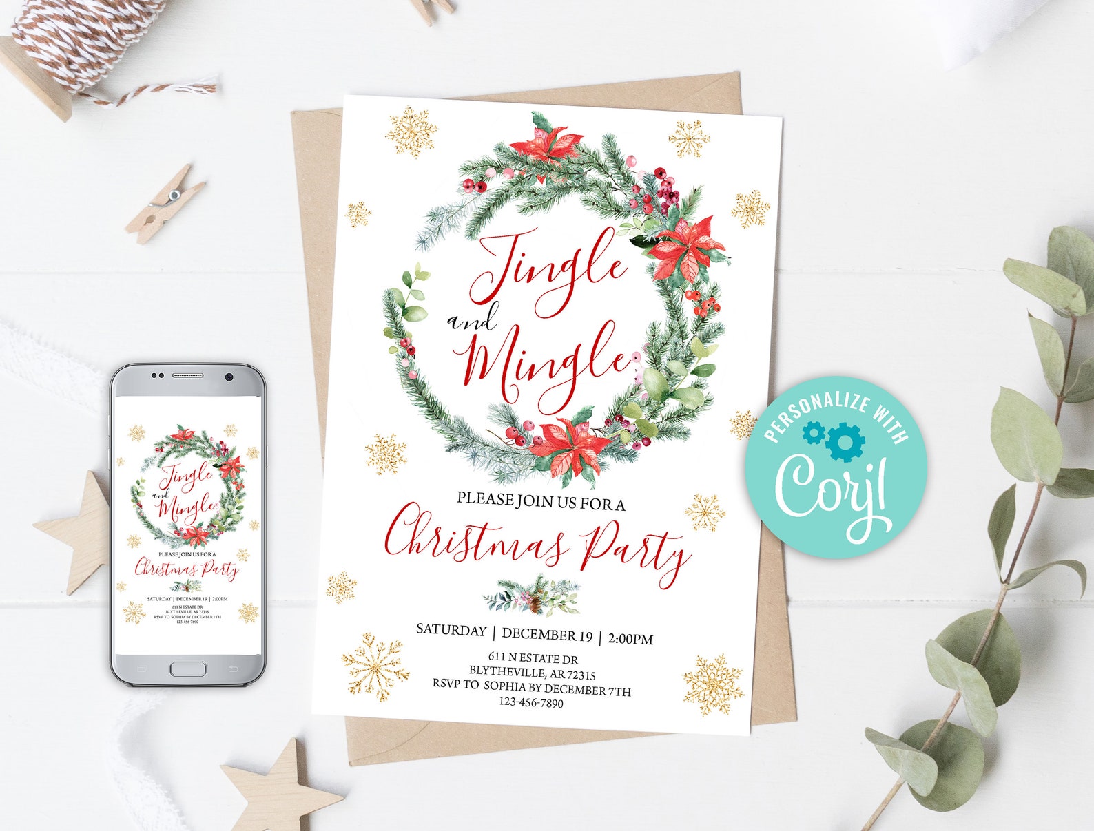EDITABLE Jingle and Mingle Christmas Invitation Christmas - Etsy