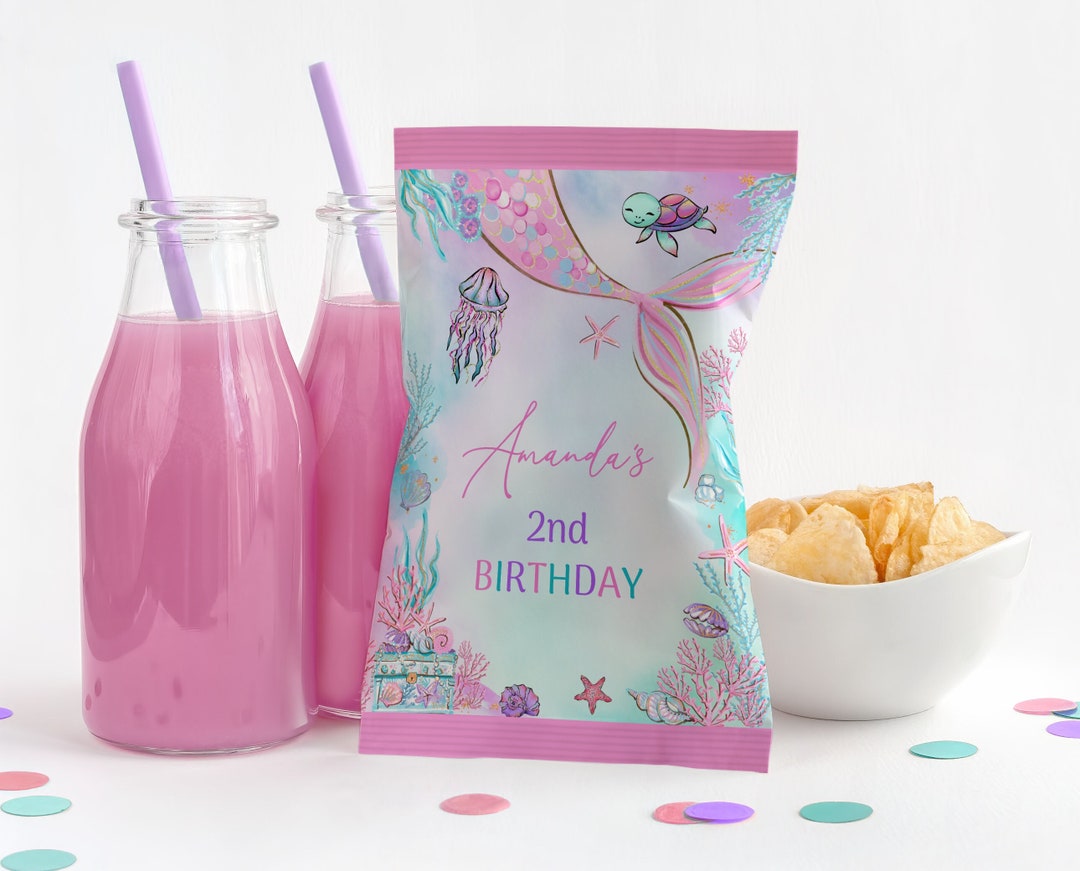 EDITABLE Mermaid Chip Bag Wrapper Labels Mermaid Chip Party Favors ...