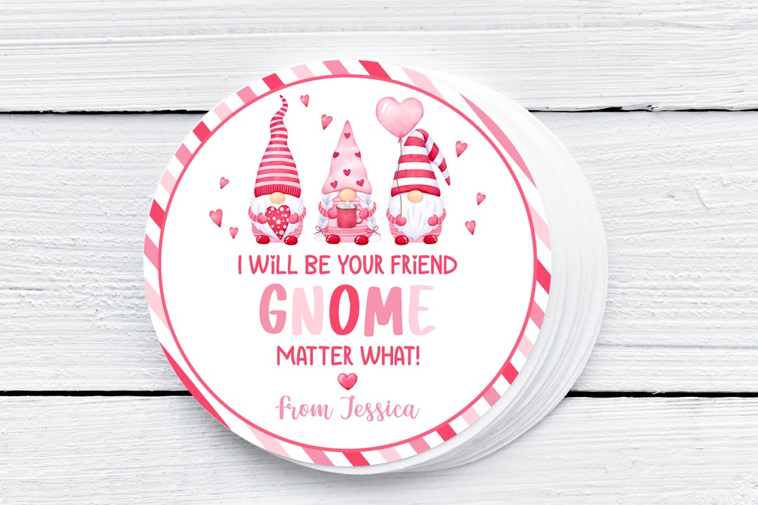 Editable Gnome Valentine Tag Valentine's Day Gnome Gift Tag Valentine ...
