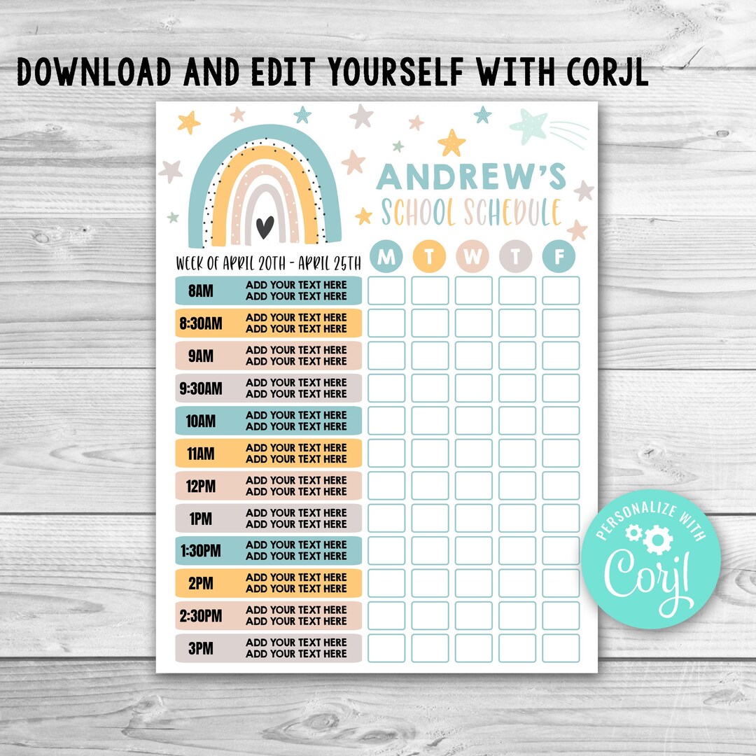 Rainbow Homeschool Schedule, Rainbow Daily Routine, Kids Daily Schedule ...