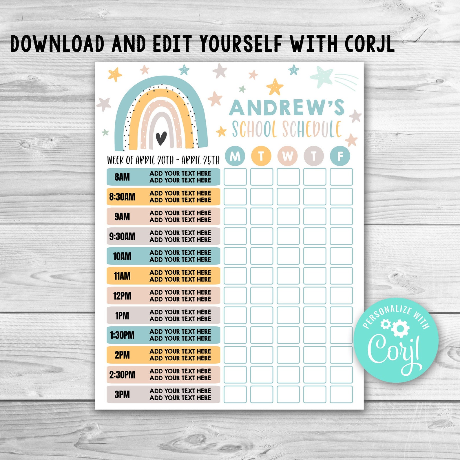 Rainbow Homeschool Schedule Rainbow Daily Routine Kids Daily | Etsy