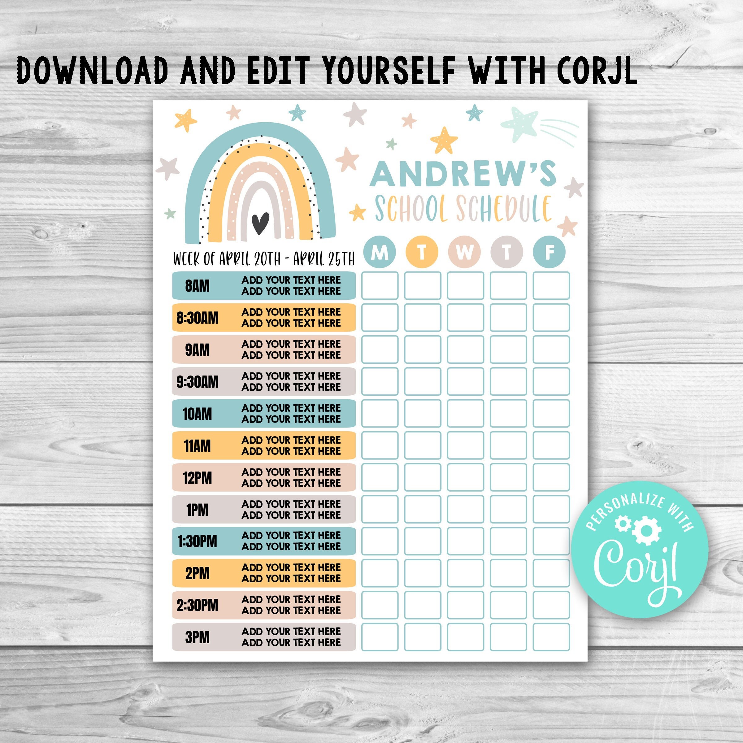 Rainbow Homeschool Schedule Rainbow Daily Routine Kids Daily | Etsy