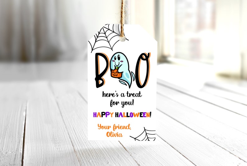 EDITABLE Halloween Favor Tags Boo Halloween Tags Cute Ghost - Etsy