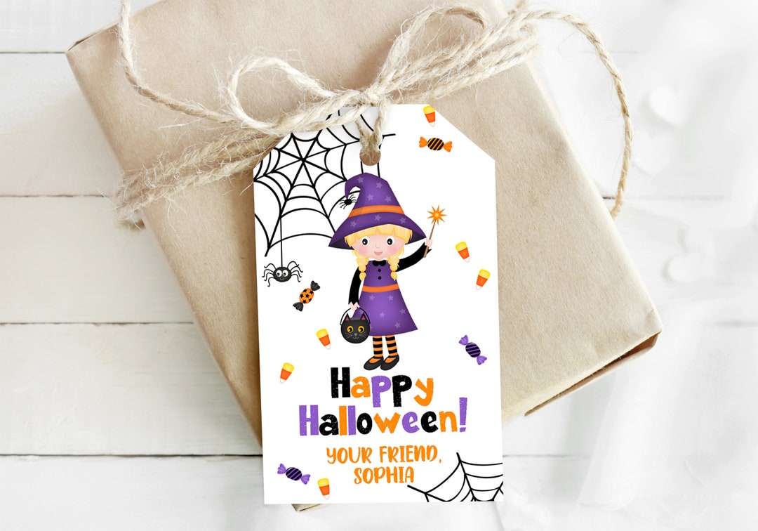 EDITABLE Halloween Treat Tags, Halloween Witch Favor Tags, Halloween ...
