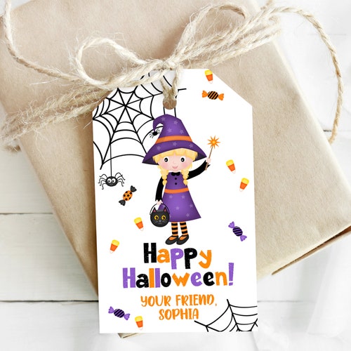 EDITABLE Halloween Treat Tags Halloween Witch Favor Tags - Etsy