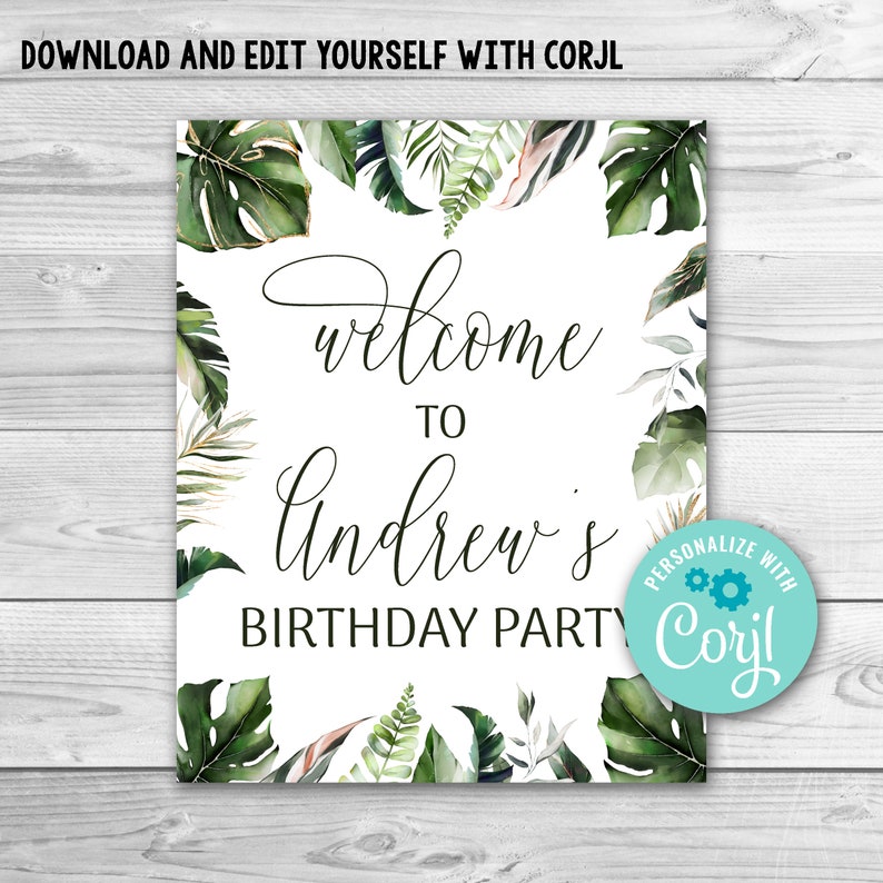 Editable Tropical Welcome Sign Instant Download Tropical - Etsy