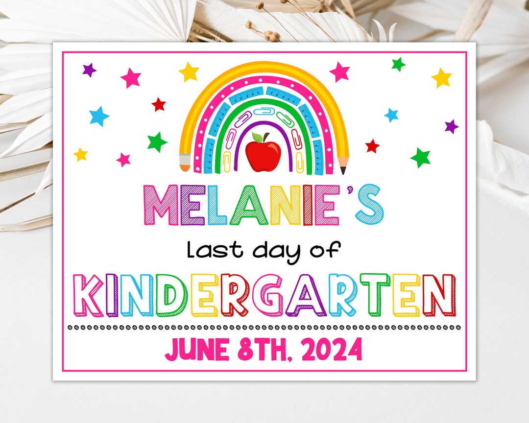 Editable Last Day of Kindergarten Sign Last Day of School Sign ...