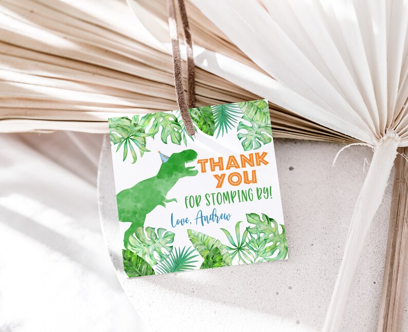 EDITABLE Dinosaur Favor Tag Printable Dinosaur T-rex Birthday Thank You ...