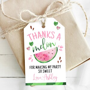 EDITABLE Watermelon Favor Tag, One in a Melon Thank You Tags, Pink ...
