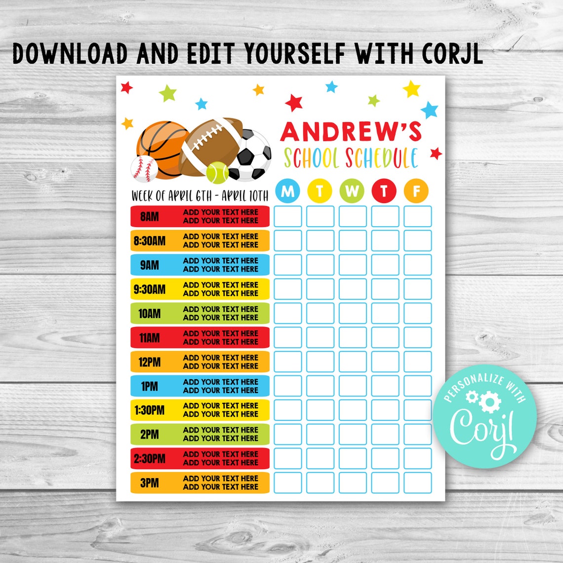 Editable Sports Homeschool Schedule Sports Daily Routine - Etsy