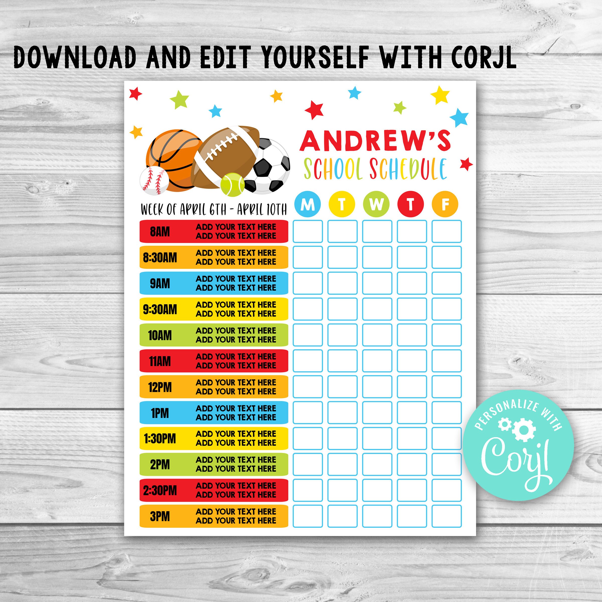 Editable Sports Homeschool Schedule Sports Daily Routine Etsy