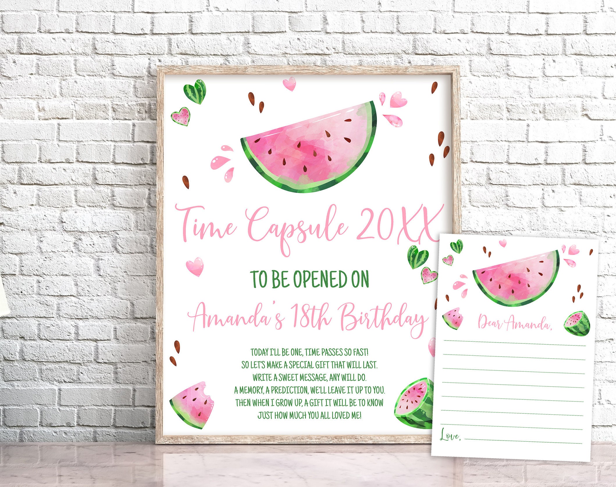 Editable Watermelon Birthday Time Capsule Watermelon Time | Etsy