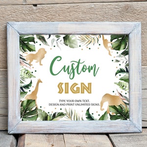 EDITABLE Safari Animals Birthday Table Sign Wild Animals Sign Custom ...