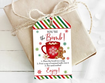 Hot Cocoa Bomb Tags, Hot Cocoa Bomb Instructions Favor Tag Hot ...