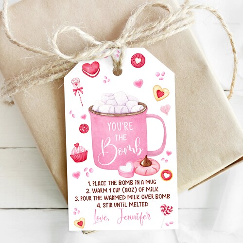EDITABLE Valentine Hot Chocolate Bomb Tag Valentine Hot Cocoa | Etsy
