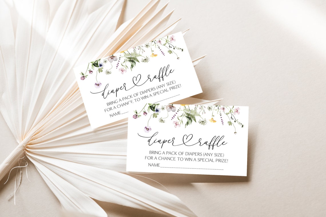 Editable Wildflower Baby Shower Diaper Raffle Ticket - Etsy