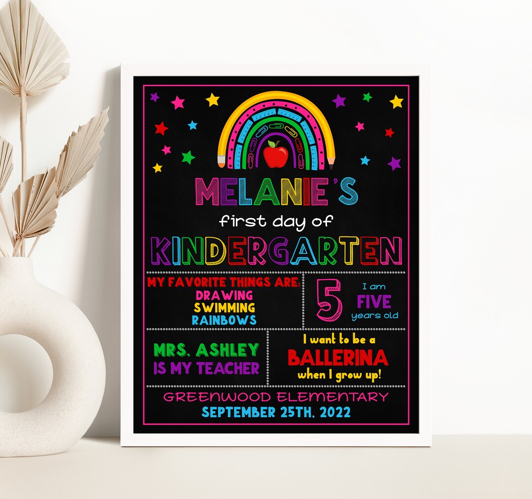 Editable First Day of Kindergarten Sign Personalized First Day of ...
