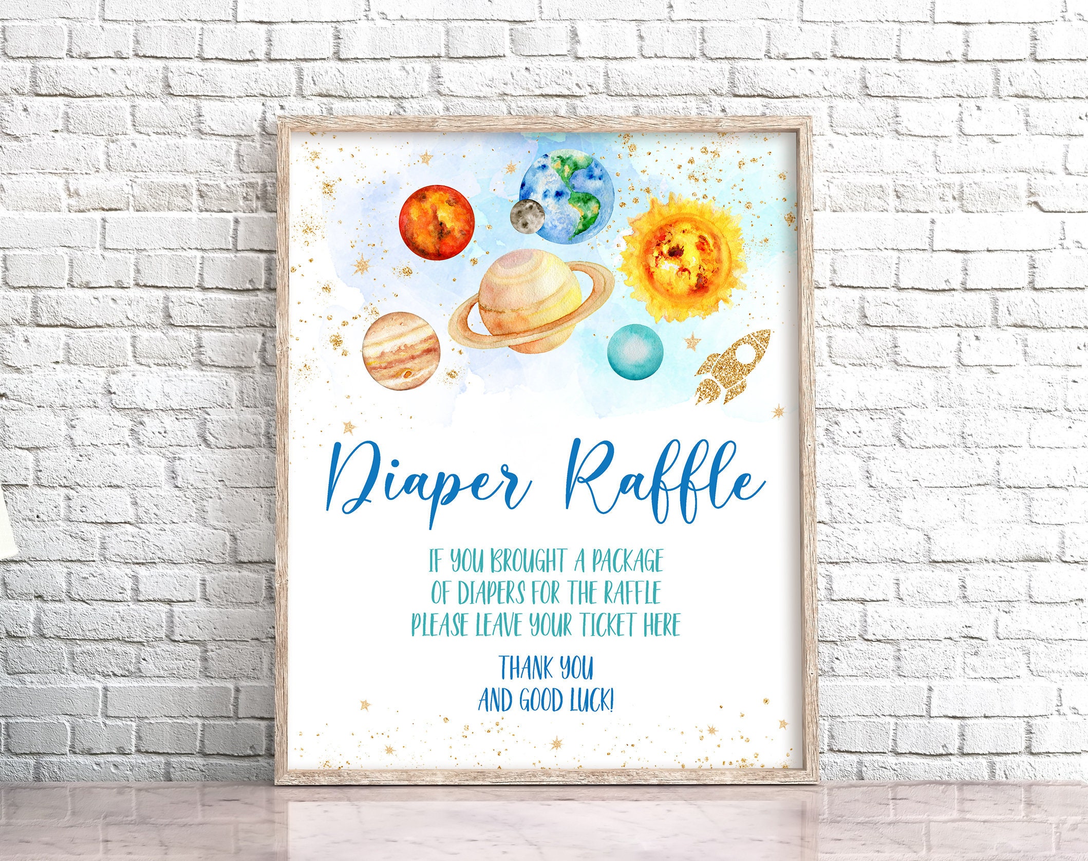 Outer Space Diaper Raffle Sign Galaxy Diaper Raffle Sign Planet Solar ...