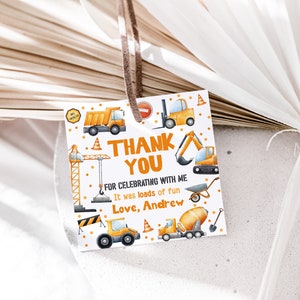 EDITABLE Construction Thank You Tags Dump Truck Birthday Favor Tag ...