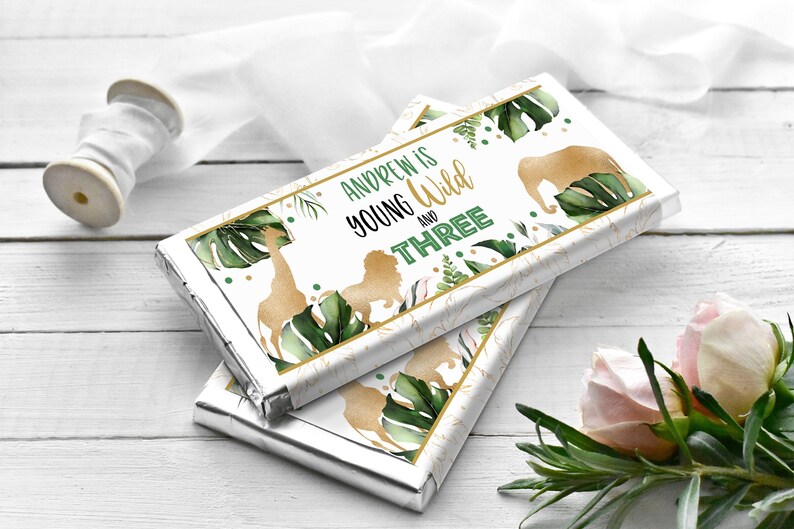 EDITABLE Safari Animals Chocolate Bar Wrapper Party Animals - Etsy