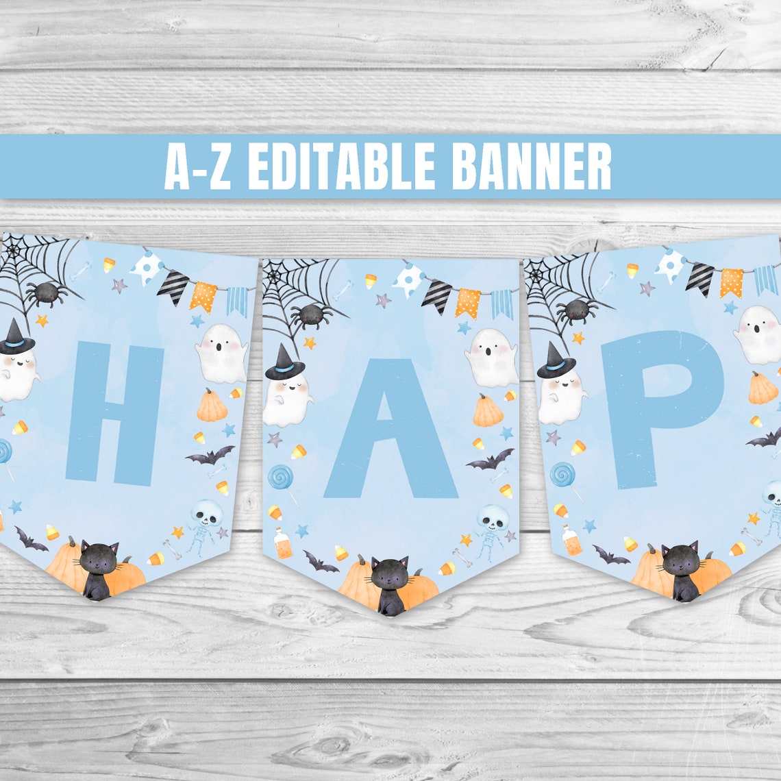 Editable Spooky Halloween Birthday Banner Boy Halloween Ghost - Etsy