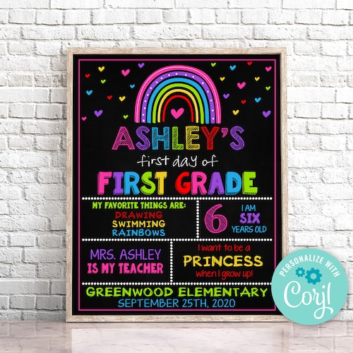 Editable First Day of 2nd Grade Sign Rainbow First Day of - Etsy