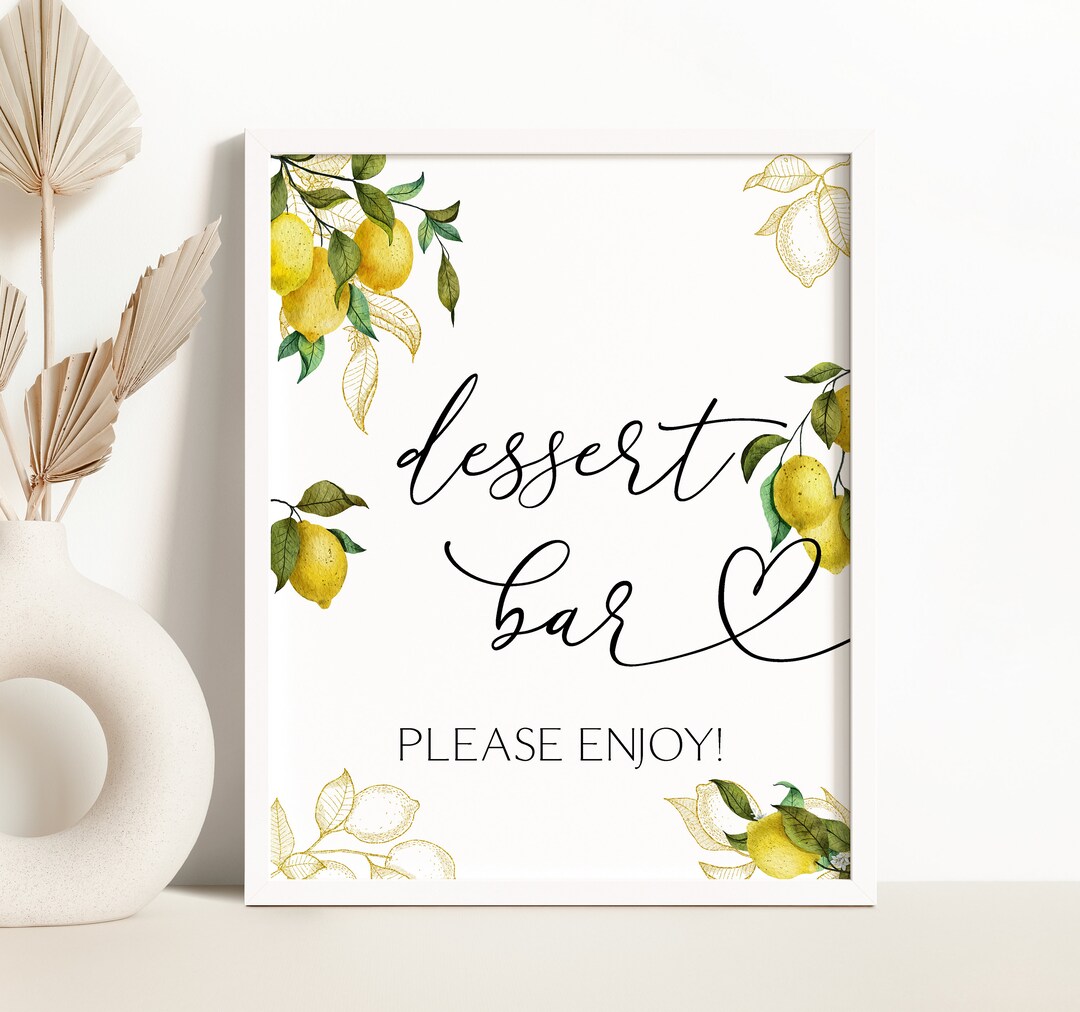 Lemon Dessert Bar Sign Citrus Sweet Baby Shower Decoration Lemon Table ...