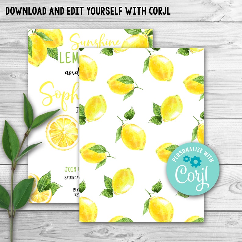 Editable Lemon First Birthday Invitation Citrus Birthday | Etsy