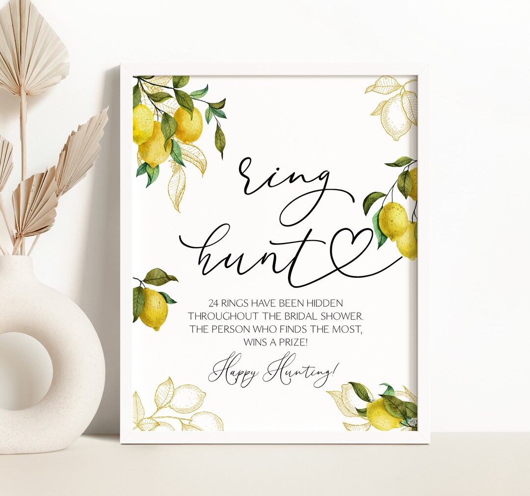 Lemon Ring Hunt Game Sign Citrus Find the Ring Citrus Ring Hunt Bridal ...