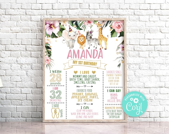 Editable Safari Animals Milestone Birthday Poster Wild | Etsy