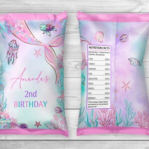 EDITABLE Mermaid Chip Bag Wrapper Labels Mermaid Chip Party Favors ...
