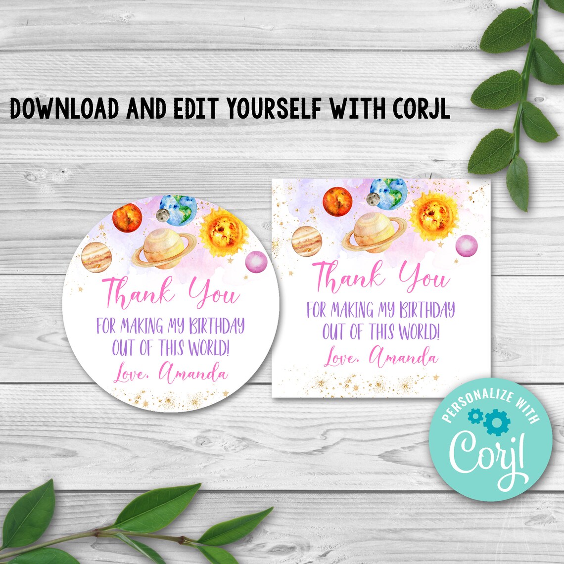 EDITABLE Space Birthday Favor Tags Galaxy Planets Outer Space - Etsy