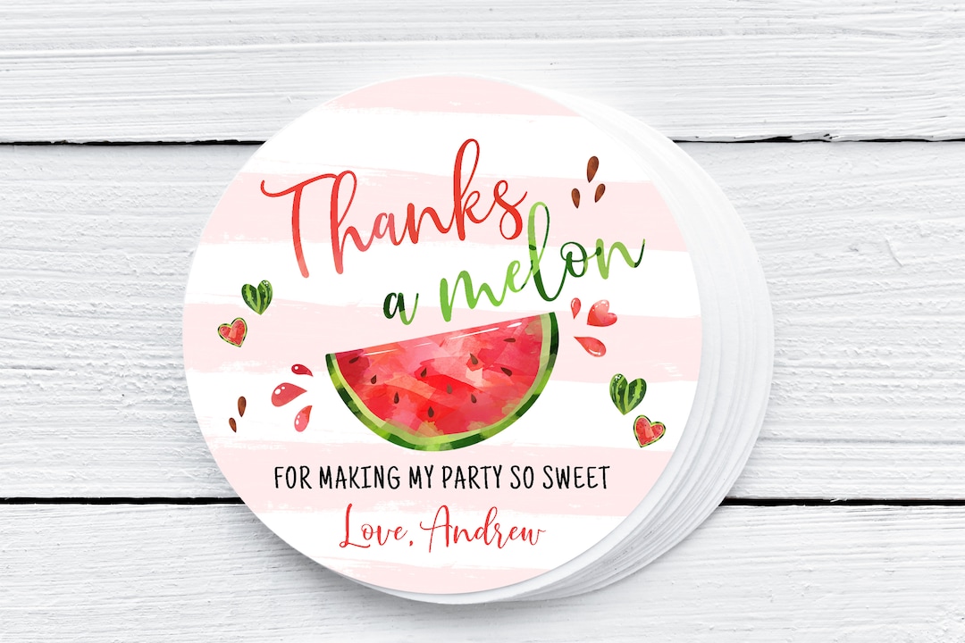 EDITABLE One in a Melon Thank You Tag Round Watermelon Favor Tag Red ...
