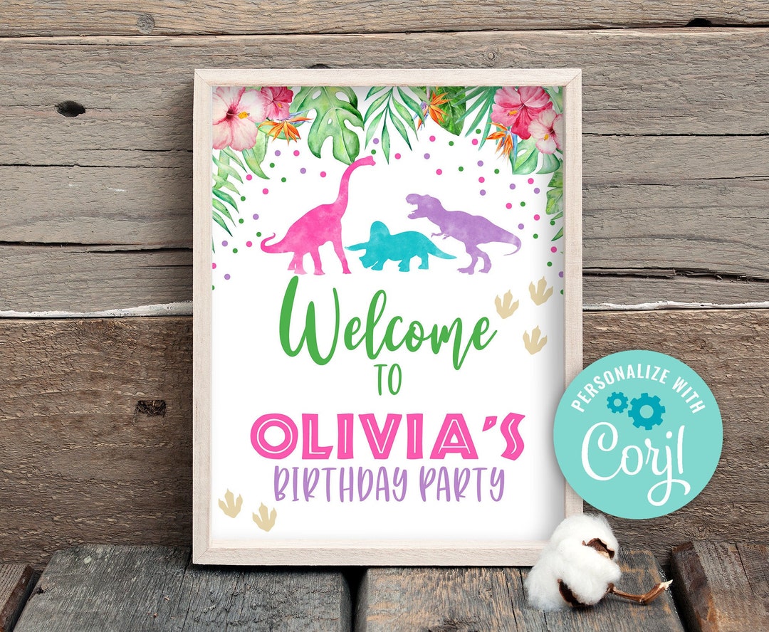 Editable Dinosaur Welcome Sign Instant Download, Safari Dinosaur ...