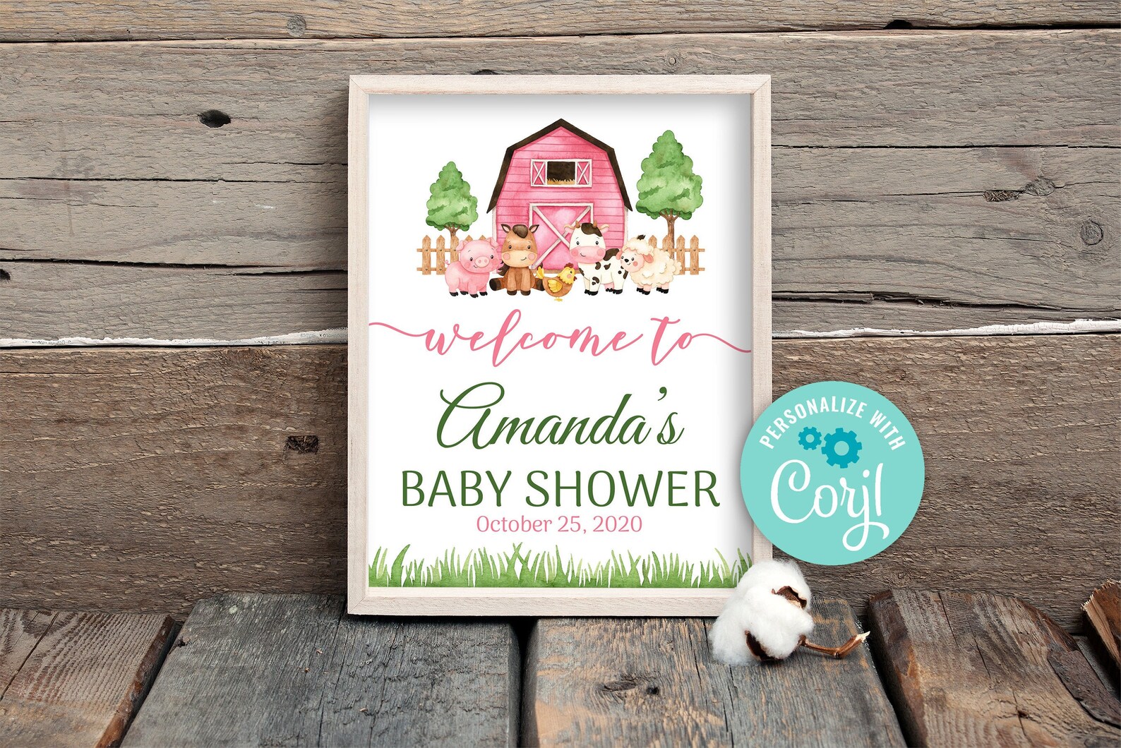 Editable Farm Baby Shower Welcome Sign. Farm Animals Welcome - Etsy