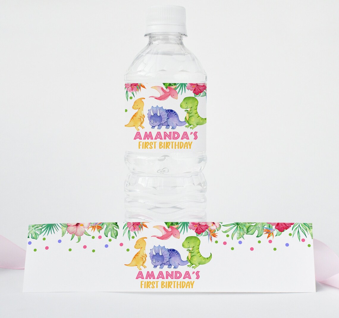 EDITABLE Dinosaur Bottle Label T-rex Dinosaur Water Labels | Etsy