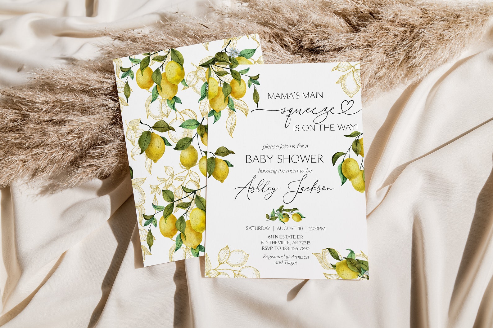Editable Lemon Baby Shower Invitation Set Citrus Baby Shower - Etsy